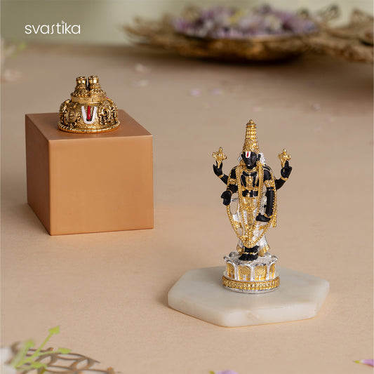 Tirupati Balaji Idol with Balaji Charan – Gold & Silver Plated Blessing ...