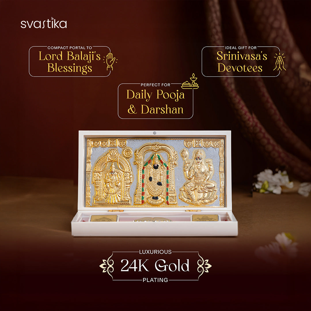 Balaji Charan with Shanku Chakra Namam – Gold Plated (2 Inch) with Bal