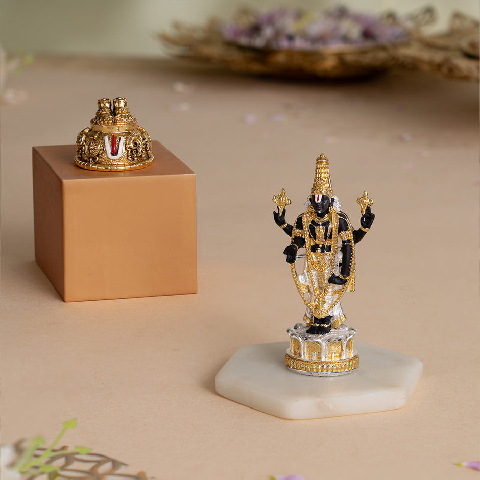 Balaji Charan with Shanku Chakra Namam – Gold Plated (2 Inch)