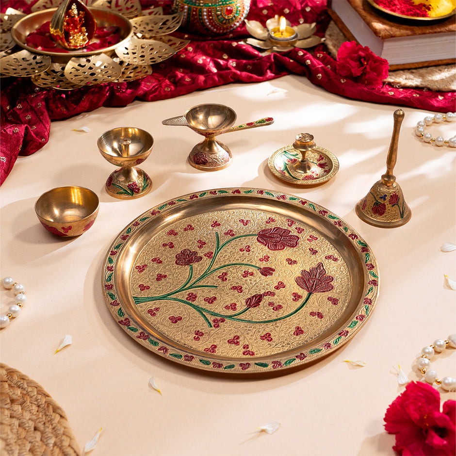 Pooja Thali Set for Mandir | Traditional Decor Online