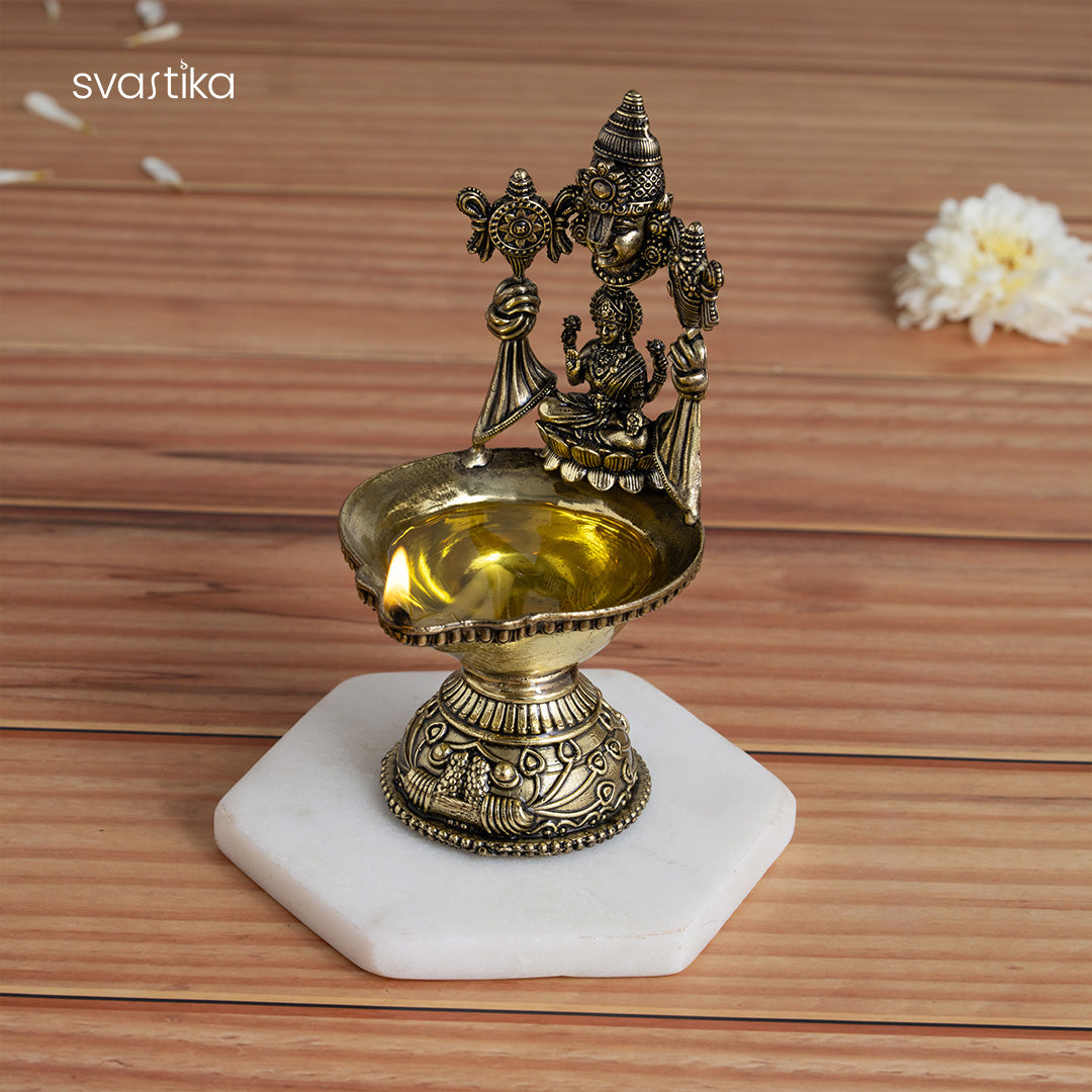 Brass Tirupati Balaji Lakshmi Divine Diya (5.5 Inch)