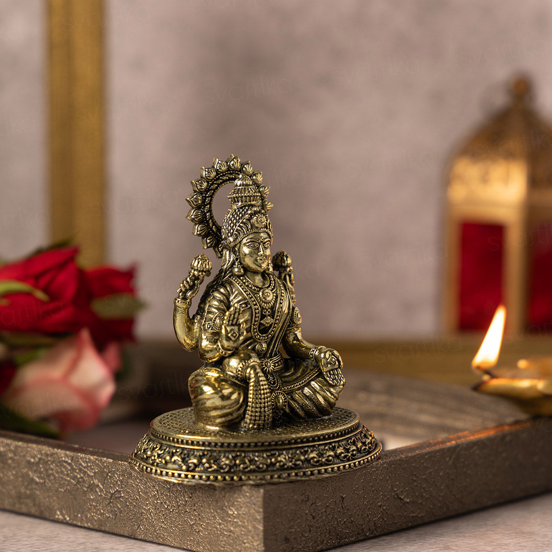 Brass 4 Armed Lakshmi Idol (4 Inch)