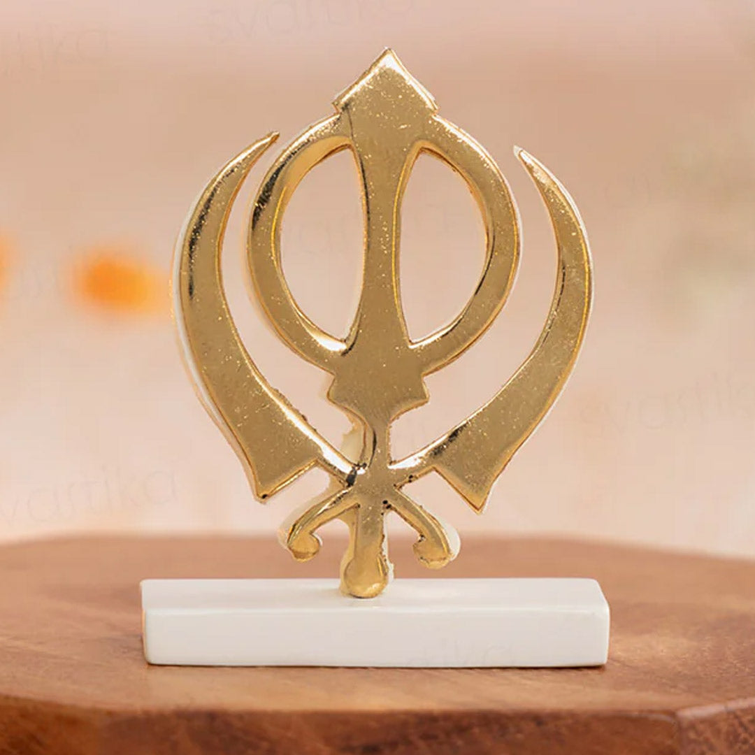 Svastika KHANDA for Car Dashboard | 24 Karat Gold Plated