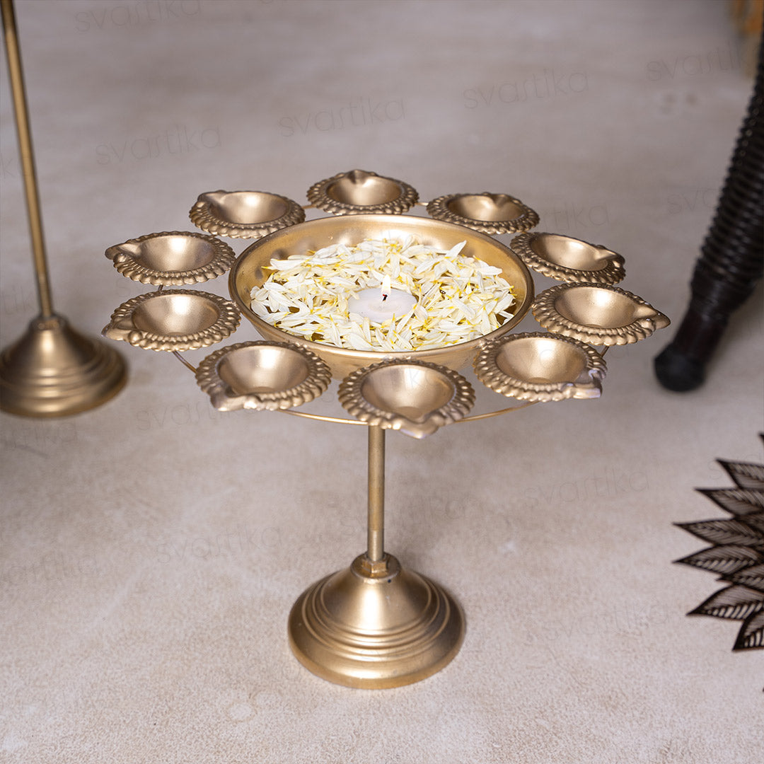 Diya Holder Flower Urli with Stand (Set of 3)