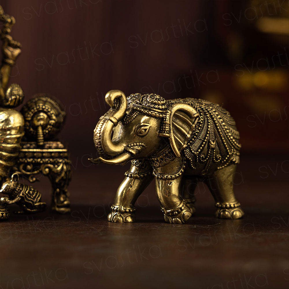 Brass Ganesh Lakshmi Elephant Pair Statue Set | Beautiful Murti Pair G