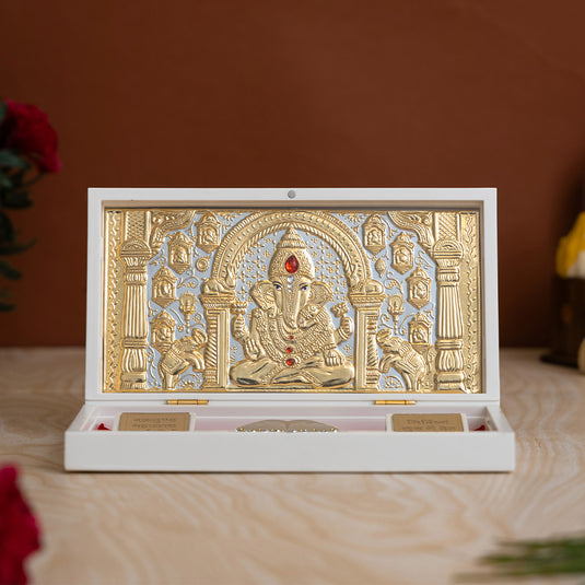 Svastika Pocket Temple | 24K Gold & Silver Temple Boxes