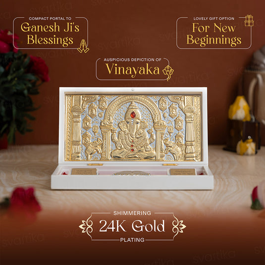 Svastika Pocket Temple | 24K Gold & Silver Temple Boxes