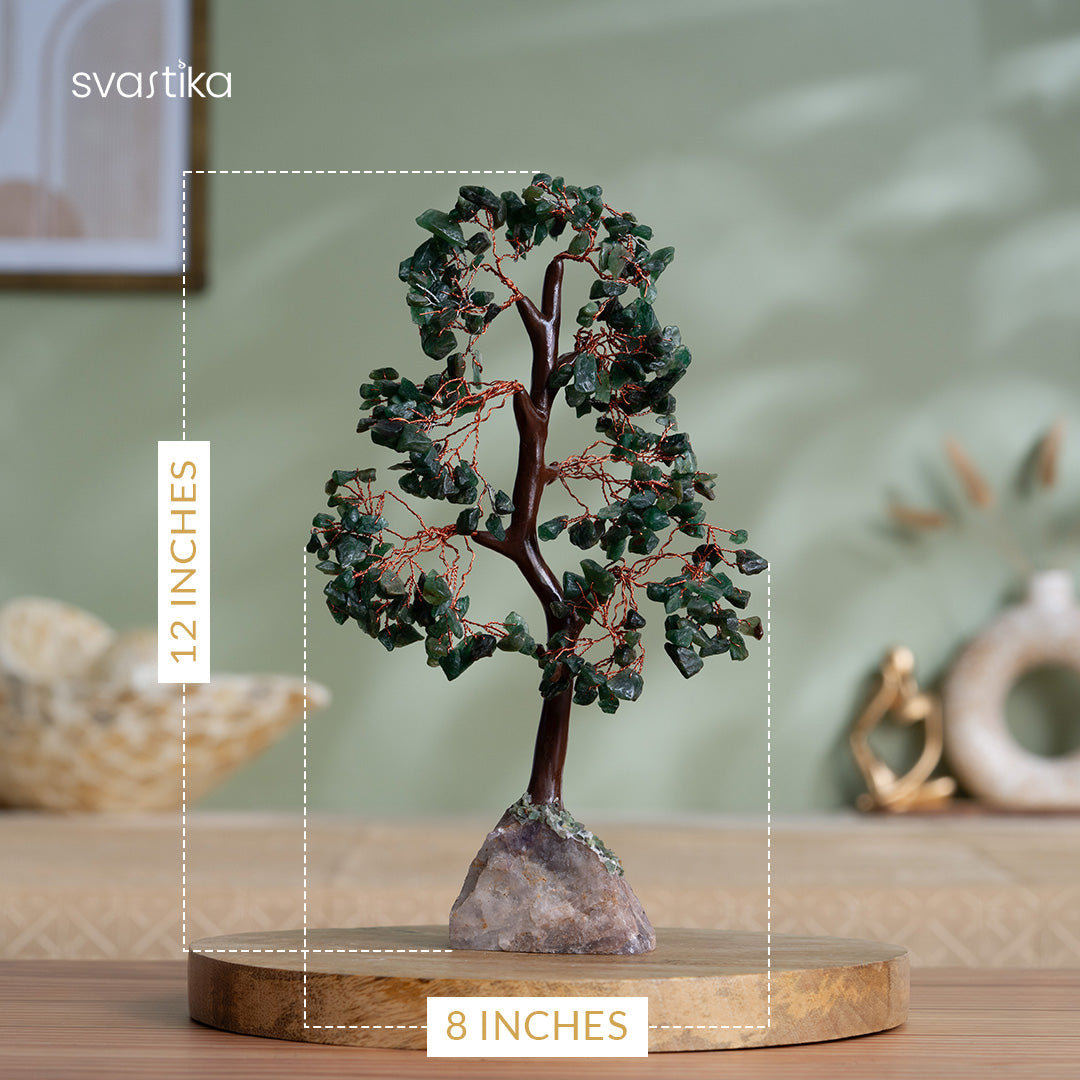Green Jade Crystal Tree - 300 Beads (12 Inch)