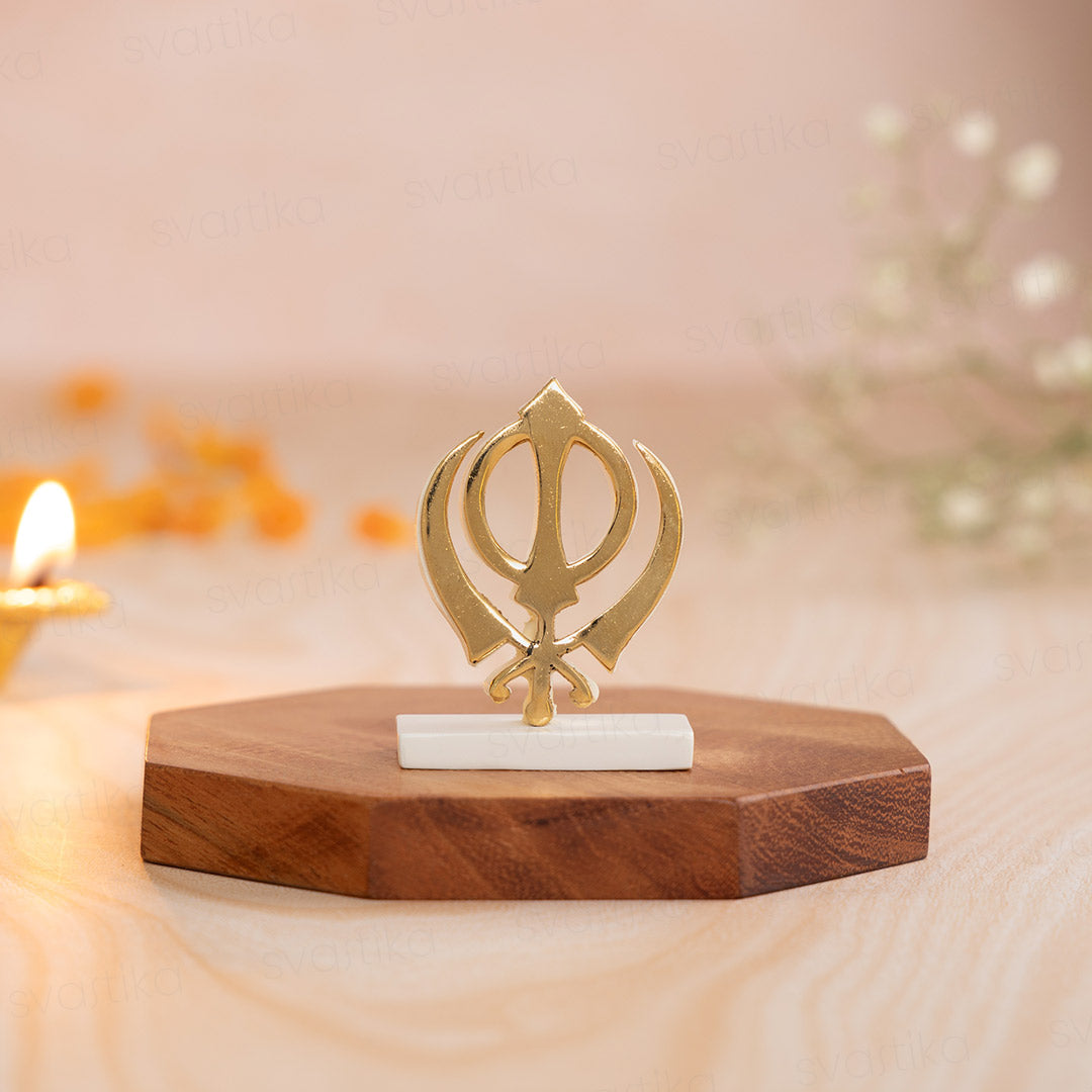 Svastika KHANDA for Car Dashboard | 24 Karat Gold Plated