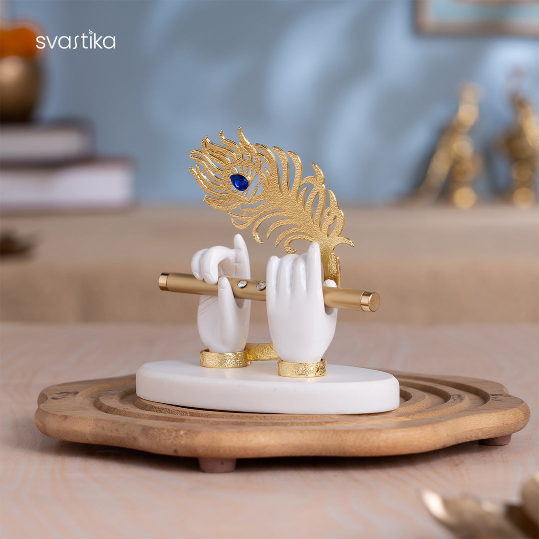 Lord Krishna's Divine Hands With Flute - 24kt Gold Plated
