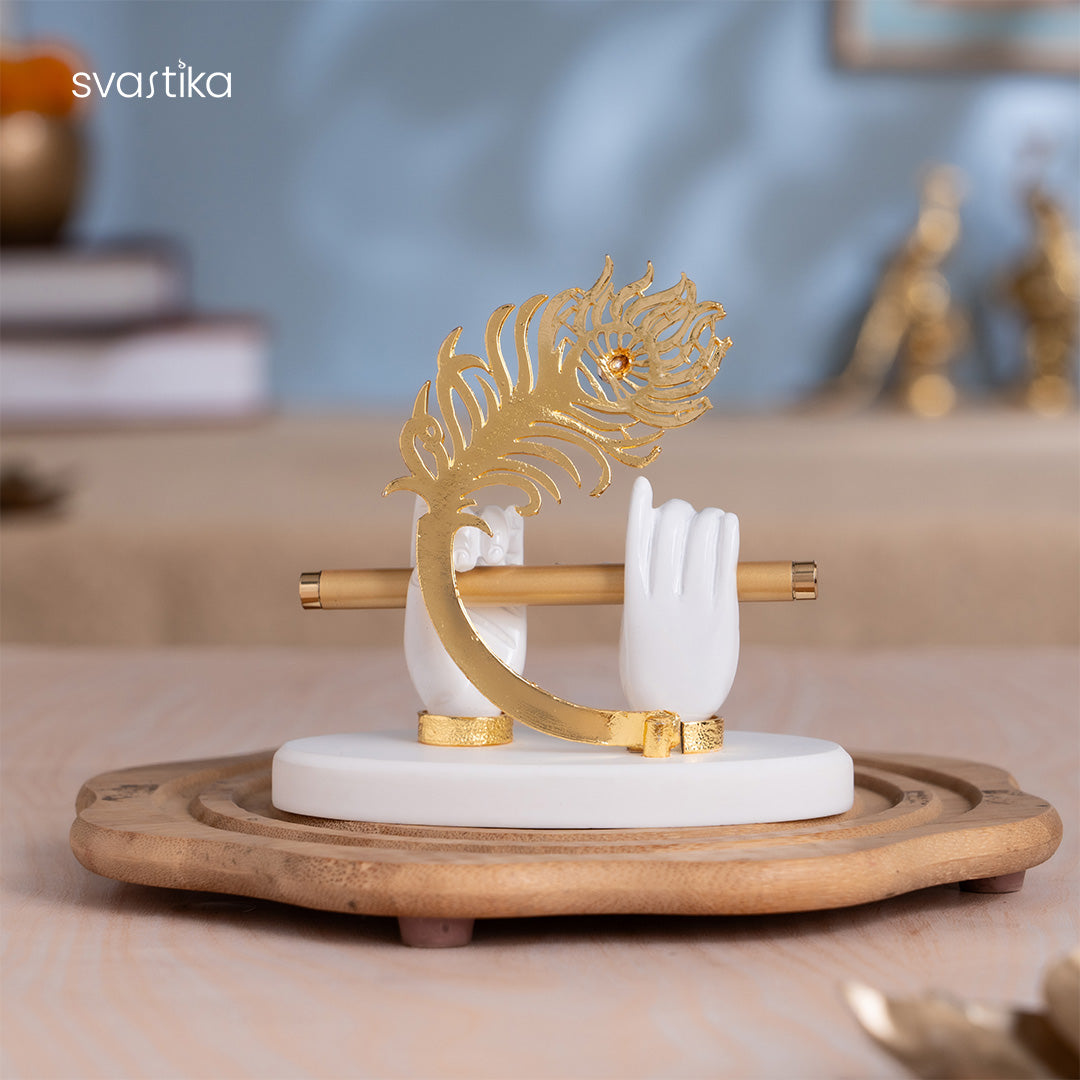 Lord Krishna's Divine Hands With Flute - 24kt Gold Plated