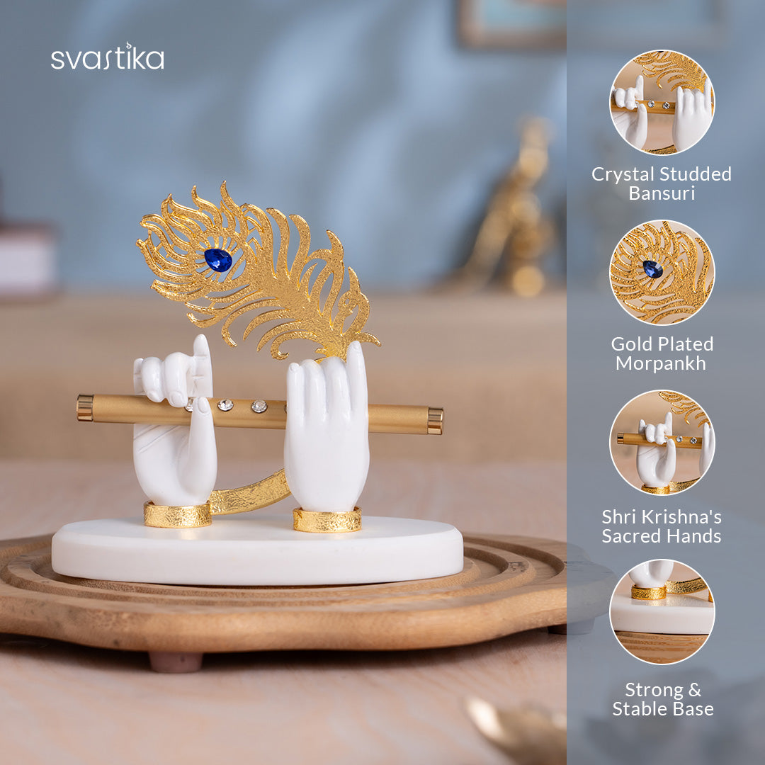 Lord Krishna's Divine Hands With Flute - 24kt Gold Plated