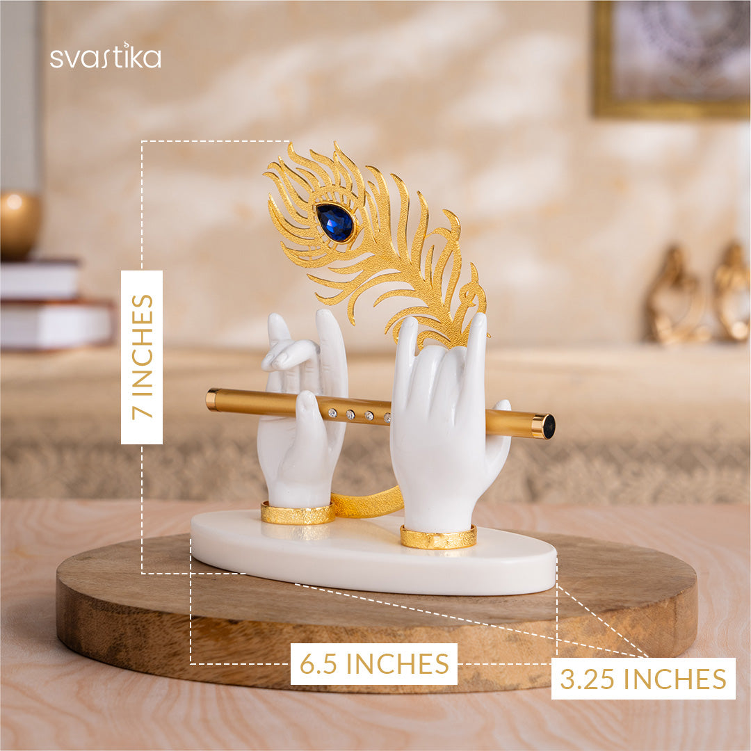 Lord Krishna's Divine Hands Idol - Gold Plated (7 Inch) with Shree Kri