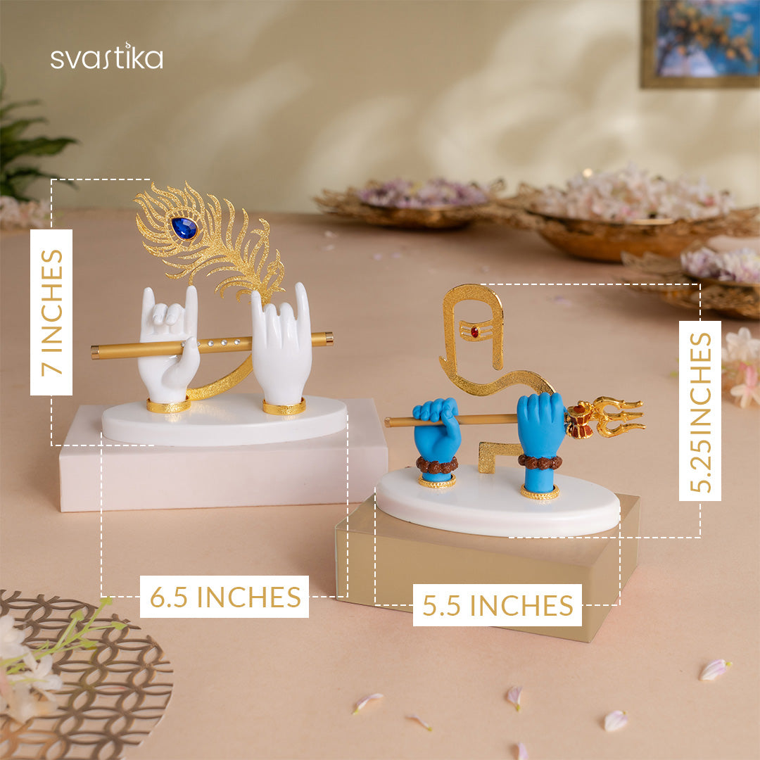 Krishna & Shivji Divine Hands Idol Set – Gold Plated Combo