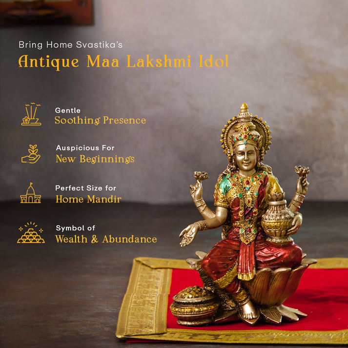 Goddess Lakshmi Antique Idol (7 Inch)
