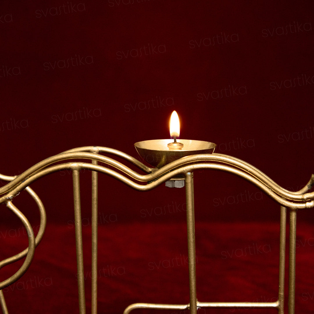 Brass Ram Symbol Diya (5 Inch)