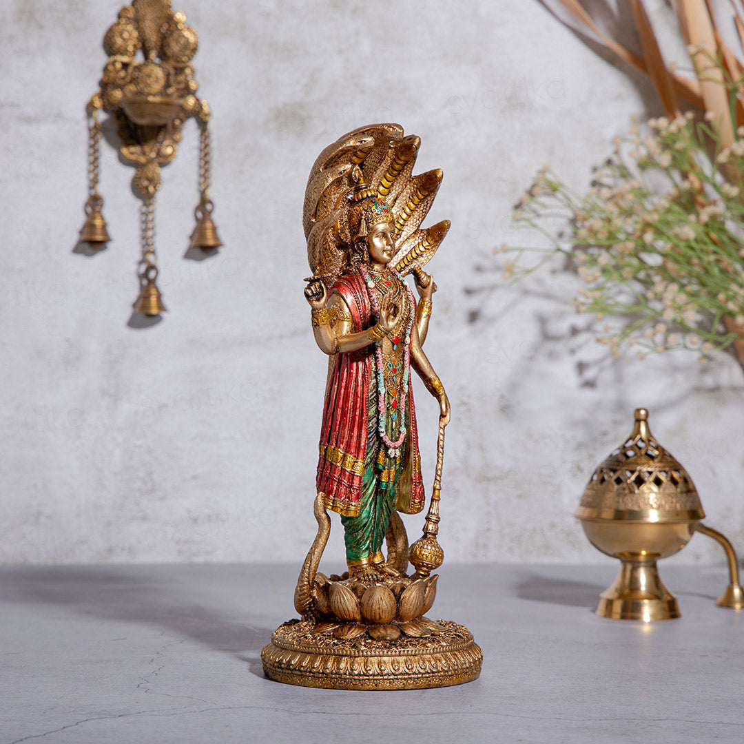 Lord Vishnu Standing Idol - Copper/Antique Finish - 12 Inch | Ideal fo Lord Vishnu Standing Idol - Copper/Antique Finish - 12 Inch | Ideal fo