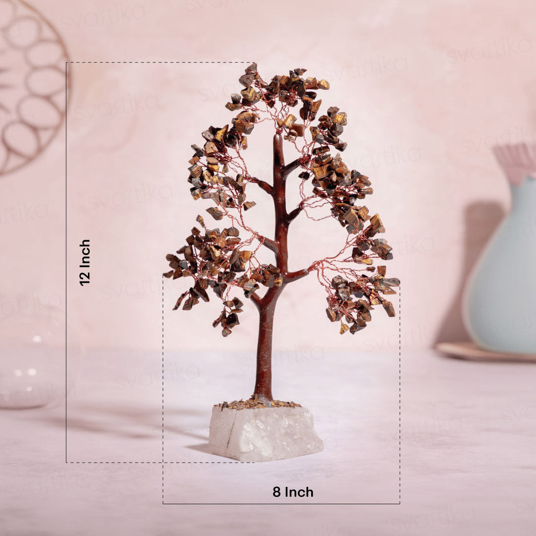 Tiger Eye Stone Crystal Tree - 300 Beads (12 Inch)