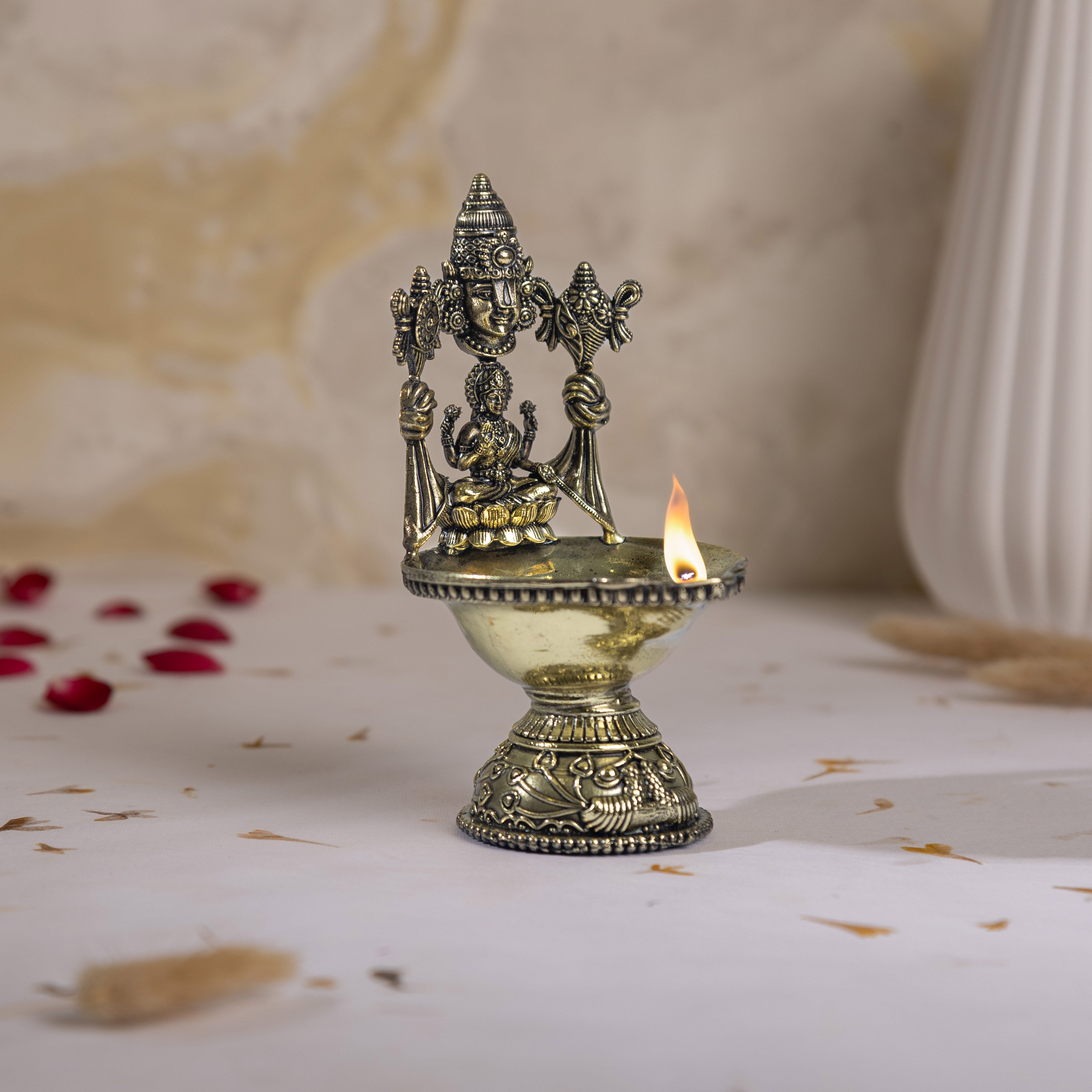 Brass Tirupati Balaji Lakshmi Divine Diya (5.5 Inch)