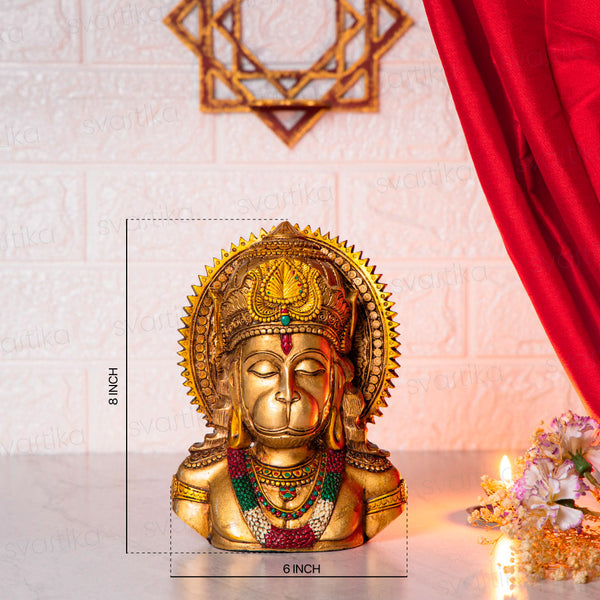 Meditating Lord Hanuman Antique Idol (8 Inch)