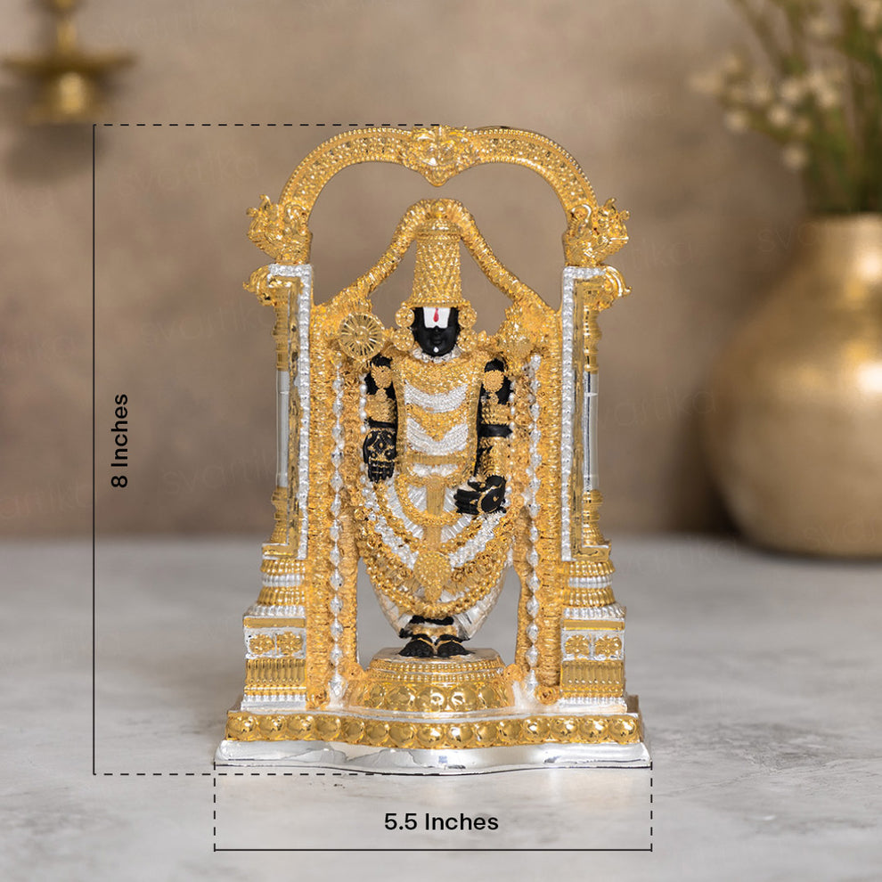 Lord Balaji (Srinivasa Mangapuram) Idol - Gold & Silver Plated (8 Inch