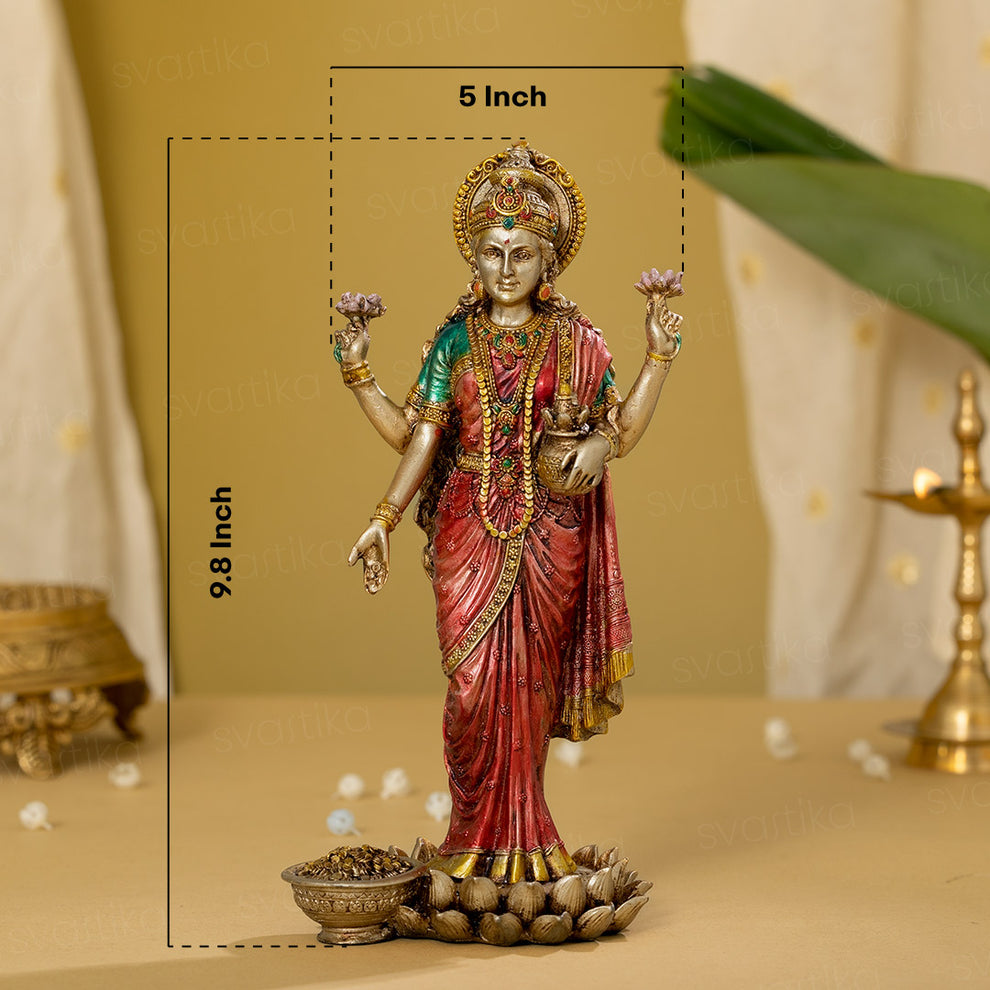 Maa Lakshmi Idol Standing Antique Murti (10 Inch)