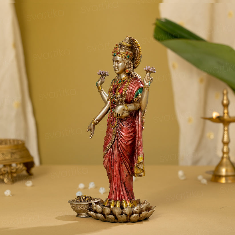 Maa Lakshmi Idol Standing Antique Murti (10 Inch)