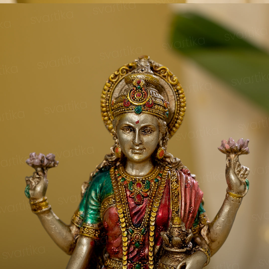 Maa Lakshmi Idol Standing Antique Murti (10 Inch)